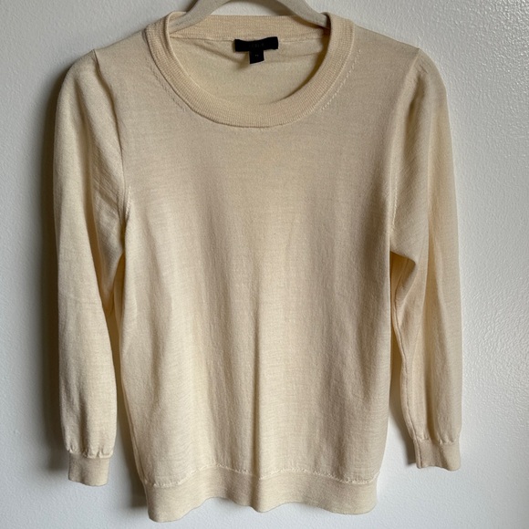 J. Crew | Sweaters | J Crew Yellow Cream Crew Neck 0 Merino Wool ...